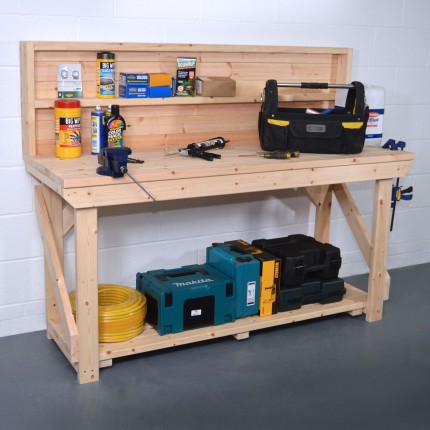 Untreated Work Bench With Back panel - Rutland County Garden Furniture