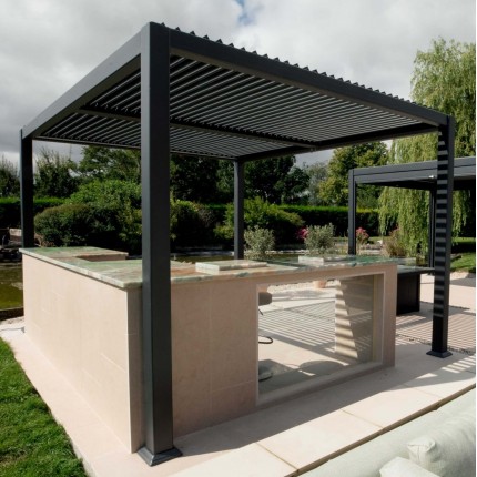 Metal Louvered Pergola - 3.5m x 3.6m - Rutland County Garden Furniture