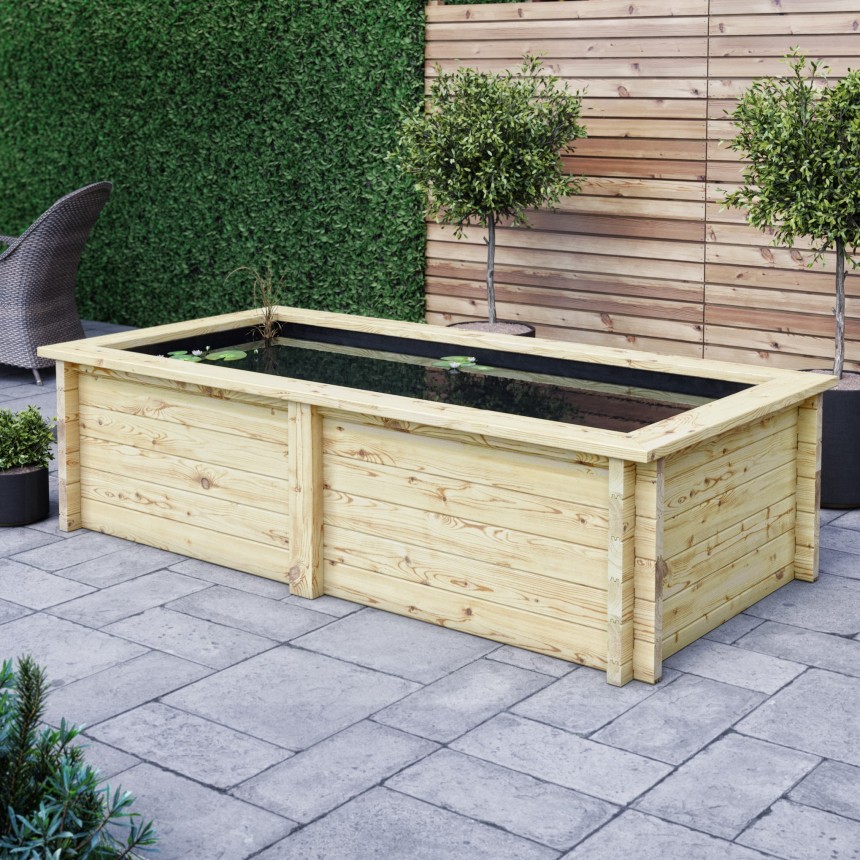 Raised Wooden Pond - Rectangular - 640mm Height - Rutland County Garden ...