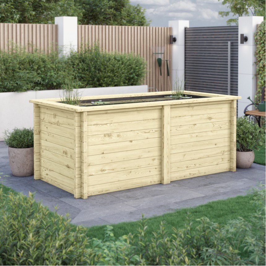 Raised Wooden Pond - Rectangular - 970mm Height - Rutland County Garden ...