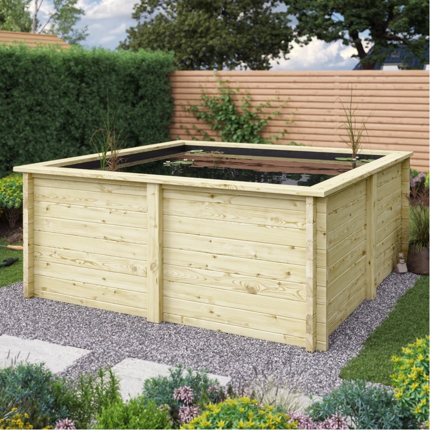 Raised Wooden Pond - Square - 970mm Height - Rutland County Garden ...