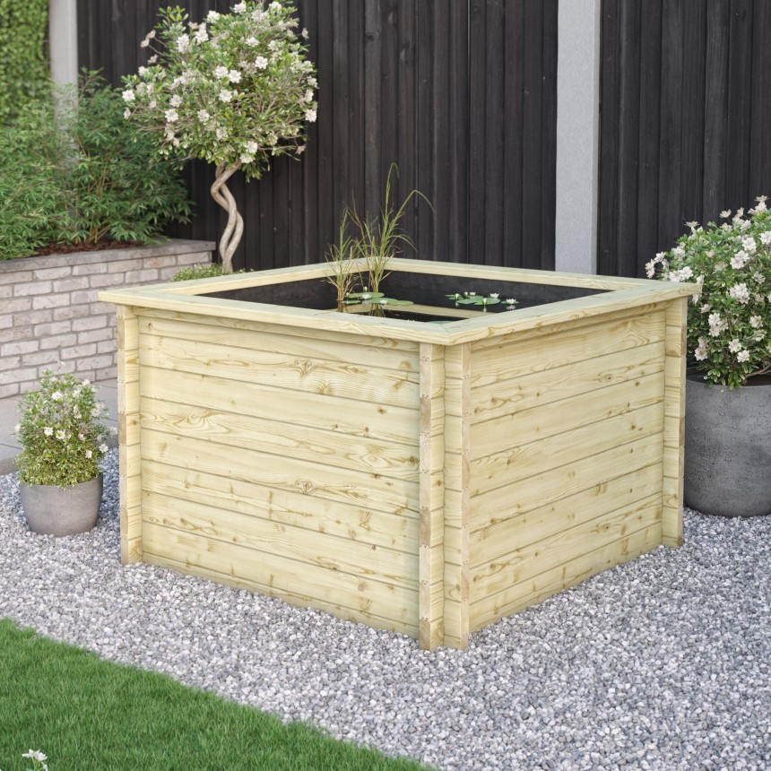 Raised Wooden Pond - Square - 970mm Height - Rutland County Garden ...