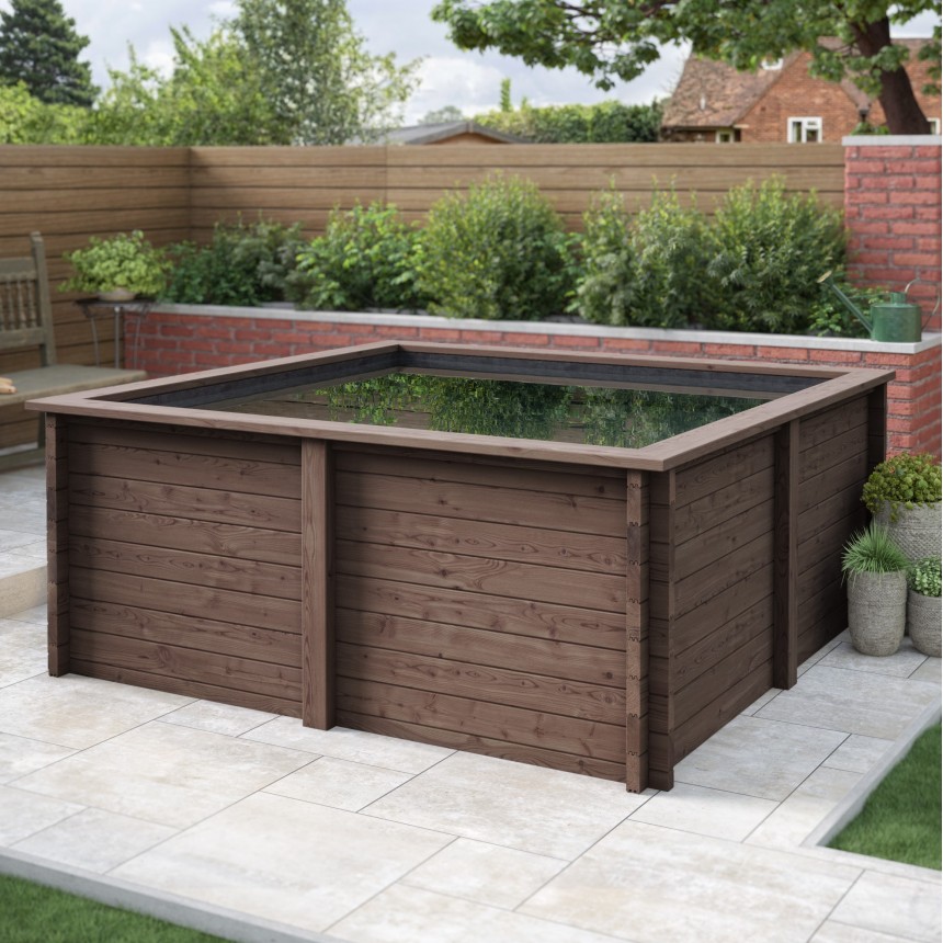 Raised Wooden Pond - Square - 970mm Height - Rutland County Garden ...