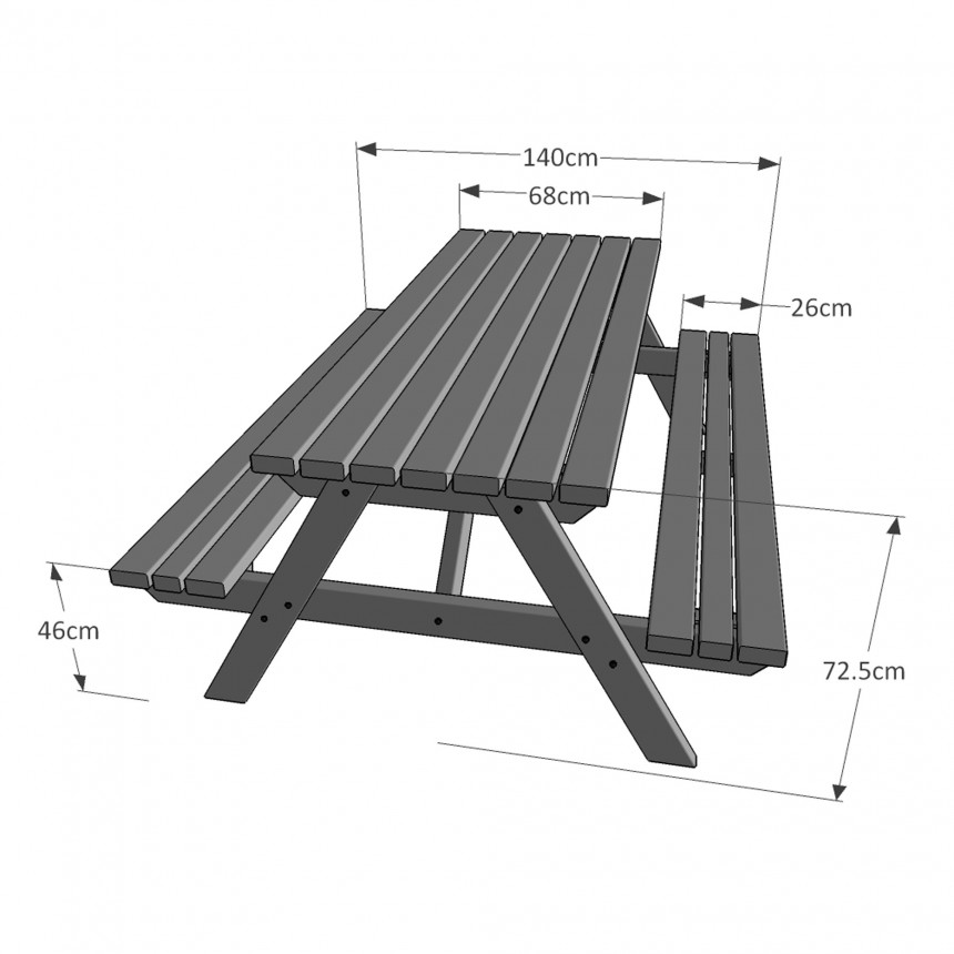 Oakham Picnic Bench 4ft - 8ft - Rutland County Garden Furniture